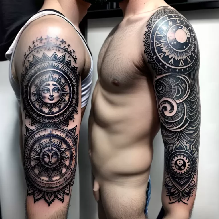 As melhores tatuagens de SOL e LUA: Uma conexão celestial na pele!